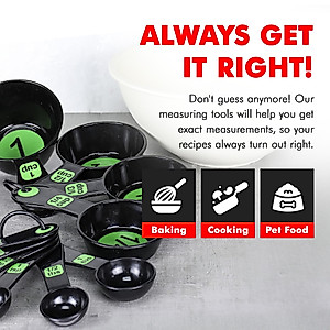 Chef Craft Easy to Ready Plastic Measuring Cup Set, 10 piece set, Green