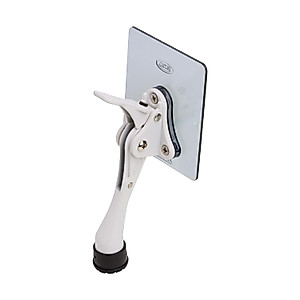 One-touch doorstop adhesive bracket , One-Touch semi-Automatic Metal Door Stopper, With Non-Slip Rubber Tip for Wood, Concrete, Tiled, and Carpeted Floors, Sticker (4inch x 1pack, white)