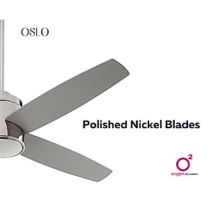 LUZAIRE DESIGN Oxygen 3-101-20 | Oslo 52" Four Blade Modern Ceiling Fan – Polished Nickel Finish | Three Speed Reversible Motor With Optional Remote Control