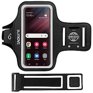 BUMOVE Running Armband for Samsung Galaxy S24 Ultra,S23 Ultra,S22 Ultra,S22 Ultra,Gym Workouts Sports Phone Arm Band, with Card Holder (Black)