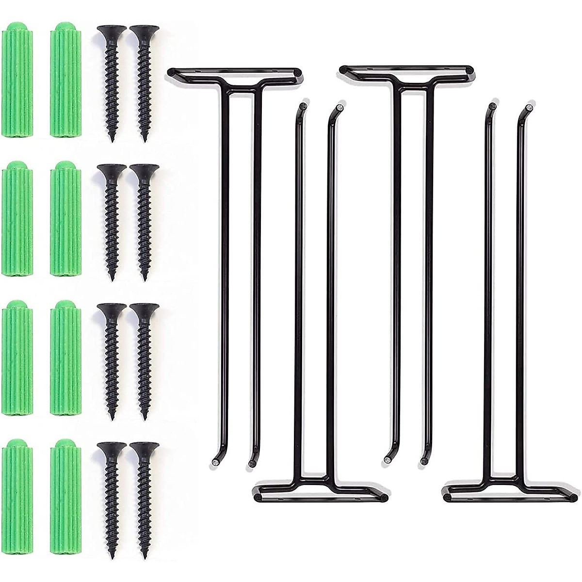 11.8 Inch Wine Glass Rack,Wine Glass Rack Under Cabinet Stainless Steel Stemware Rack - Hanging Stemware Holder for Cabinet Kitchen Bar 4 Pack Black