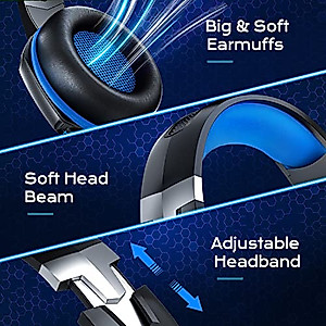 YINSAN Gaming Headset with Mic for PS4 PS5 Xbox Series X|S Nintendo Switch Xbox One PC, Wired Over Ear Gaming Headphones with Surround Sound, Noise-Cancelling, RGB Light, One-Key Mute Button