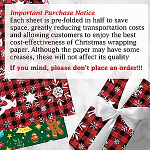 OHOME Christmas Wrapping Paper - Jumbo Sheets - Christmas Decorations | Christmas Gift Bags | Red, Green and White Christmas Tissue Paper - Gifts for Kids Men Women | Xmas Party Favors,29" x 42"