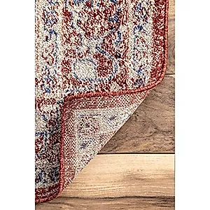 nuLOOM Evelyn Persian Distressed Area Rug, 4' x 6', Red