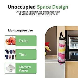 Kitchen Grocery Plastic Bag Holder and Dispenser, Waterproof Washable Wall Mount Folding Mesh Storage Bag 2 Pack Black, Recycling Grocery Pocket Containers