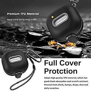 Miimall Compatible for Samsung Galaxy Buds 2 Pro Case/Galaxy Buds Pro Case/Galaxy Buds 2 Case/Galaxy Buds Live Case, Shockproof Full Protective with Lanyard Keychain for Galaxy Buds 2 Pro(Black)