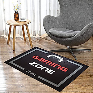 Jasde Gaming Room Decor for Gamer Bedroom Living Black Rug Washable Video Game 3 x 2 Feet (90 x 60 cm)