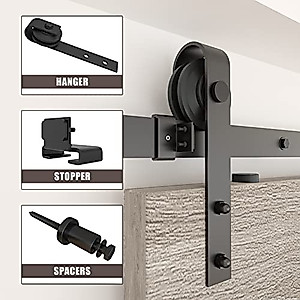 Dondelight 12FT Sliding Barn Door Hardware Track Kit for Double Door, Heavy Duty Modular Sliding Door Track Hardware Set for Interior & Exterior Door