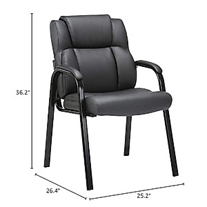 CLATINA Leather Guest Chair with Padded Arm Rest for Reception Meeting Conference and Waiting Room Side Office Home Black 4 Pack