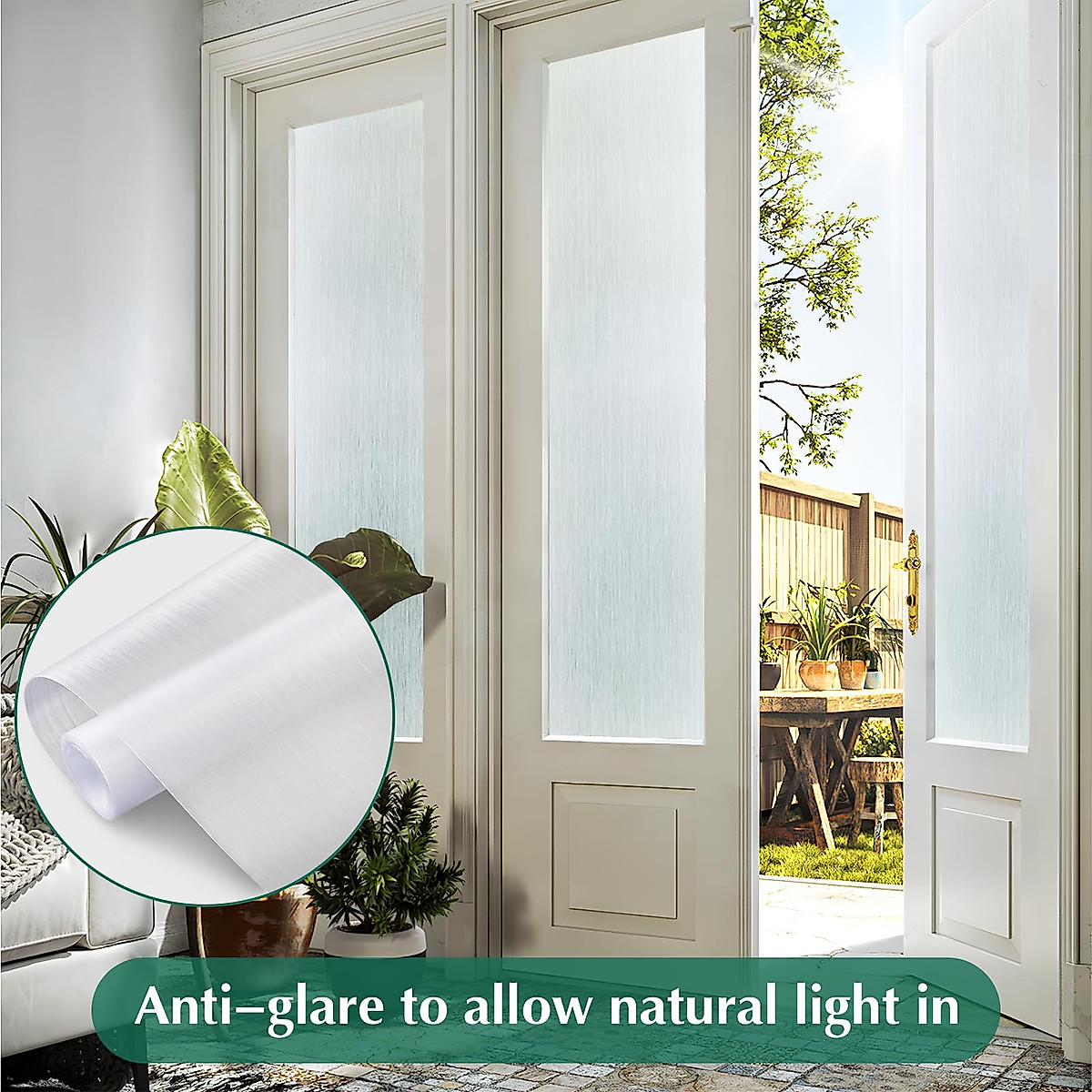 Coavas Window Privacy Film Static Cling, Non-Adhesive Removable Privacy Window Film, Frosted Glass UV Blocking Window Tint for Home, Office, Bathroom (Silver 17.5 x 78.7 in)