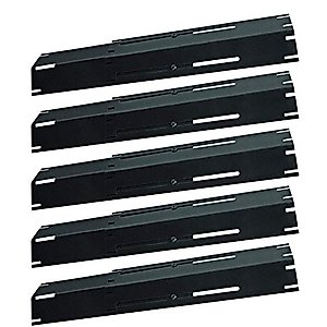 DcYourHome Universal Adjustable Porcelain Steel Heat Plate Shield, Grill Replacement Parts, Heat Tent, Burner Cover,Flavorizer Bar Flame Tamer for Gas Grill, Extends from 11.75" up to 21" L （5 Pack）