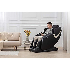 BOSSCARE Massage Chair Recliner with Zero Gravity, Full Body Airbag Easy to Assemble with Bluetooth Speaker, Foot Roller Black