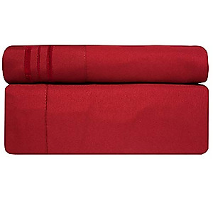 Queen Size Bed Sheets - Breathable Luxury Sheets with Full Elastic & Secure Corner Straps Built In - 1800 Supreme Collection Extra Soft Deep Pocket Bedding Set, Sheet Set, Queen, Red