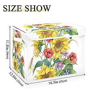 innewgogo Sunflower Storage Bins with Lids for Organizing Foldable Storage Box With Lid with Handles Oxford Cloth Storage Cube Box for Dog Toys