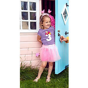 3rd Birthday Girl Outfit Unicorn 3 Year Old Toddler Third Birthday Girl Shirt 3t (4 Years, Purple)