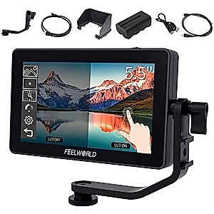 FEELWORLD F6 Plus 5.5 Inch Touch Screen DSLR Camera Field Monitor with 3D Lut Small Full HD 1920x1080 IPS Screen Suppor 4K HDMI Include Tilt Arm +Battery + Charger…