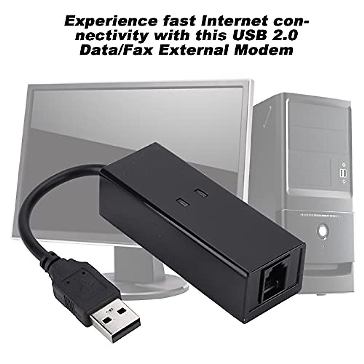 USB2.0 56K External Dial Up Fax Data Modem, V.92 Voice Fax Data Modem Dongle Adapter, for Windows 98, for Win SE, for Win 2000, for Win XP, for Win Vista, for Win 7