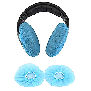Tvoip 100Pcs Blue Non-Woven Sanitary Headphone Ear Cover, Disposable Super Stretch Covers Washable, for Most On Ear Headphones Earpads ( 9cm / 3.54 Inch)