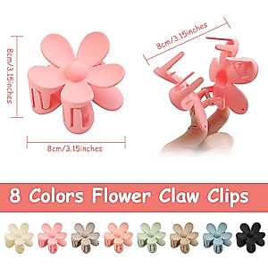 8PCS Flower Claw Clips, Hair Claw Clips for Thick Thin Hair, Non Slip Flower Hair Clips, Strong Hold Hair Clips for Women Girls, Aesthetic Color