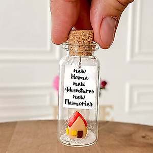 Inspirational Message in a Bottle Gift Idea - Classy Gifts for Friends and Family - Unique Boyfriend Girlfriend Presents (Colorful House - New Home, New Adventures, New Memories, Gift Bottle)