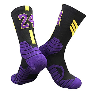 Gecaitez Athletic Socks Basketball Crew Socks-Cotton Moisture Wicking Socks For Football & Running 1-Pair Unisex