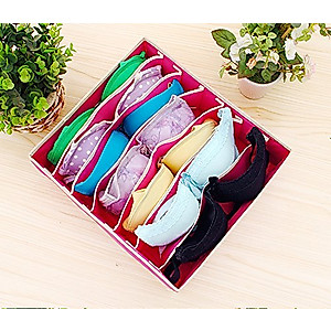 FunSpt Foldable Fabric Closet Underwear Organizer Drawer Divider Dresser Organizer Storage Box, 8 Cells