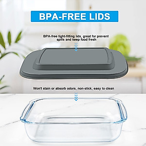 7-Piece Glass Bakeware Set, Baking Dishes, Glass Loaf Pan with Lids, Glass Pie Plate, 9x13 Roasting Pan, Square Pan, Fridge-to-Oven-Friendly