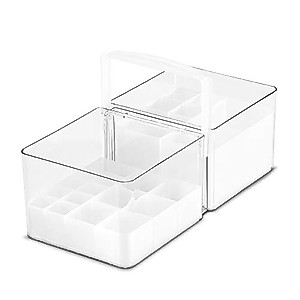 madesmart Portable Tote with Dividers-Stack Collection Stackable & BPA-Free, Medium, Frost