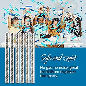 Battife 6Pack Gender Reveal Confetti Wands, Blue Confetti Shoot Poppers, Tissue Paper Confetti Flick Flutter Sticks for Boy Baby Born Shower Party Decorations Supplies - Blue 14inch