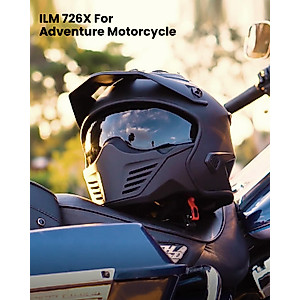 ILM Open Face Motorcycle 3/4 Half Helmet for Dirt Bike Moped ATV UTV Motocross Cruiser Scooter DOT Model 726X (Matte Black,L)