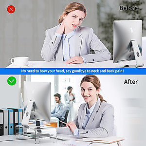 Beimu Acrylic Monitor Stand Riser 16Lx8.5Wx5H Inch 2-Tiers Acrylic Laptop Stand Riser for Desk with Anti Slip Mat Clear Monitor Stand with Storage for iMac MacBook and Any Size Computer Monitor