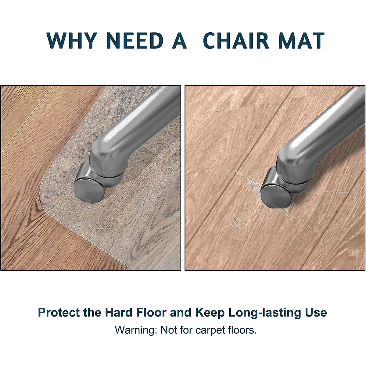 Futurwit Clear Chair Mat for Hard Floors, 47'' x 35'' Transparent Floor Mat for Office, Floor Protector Mat for Office, Home - Rectangle