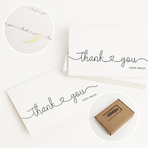 48 Pack Thank You Cards Bulk with Kraft Envelopes and Stickers, 4x6 In Professional Looking | Suitable for Business, Baby Shower, Wedding, Small Business, Graduation, Bridal Shower, Funeral White
