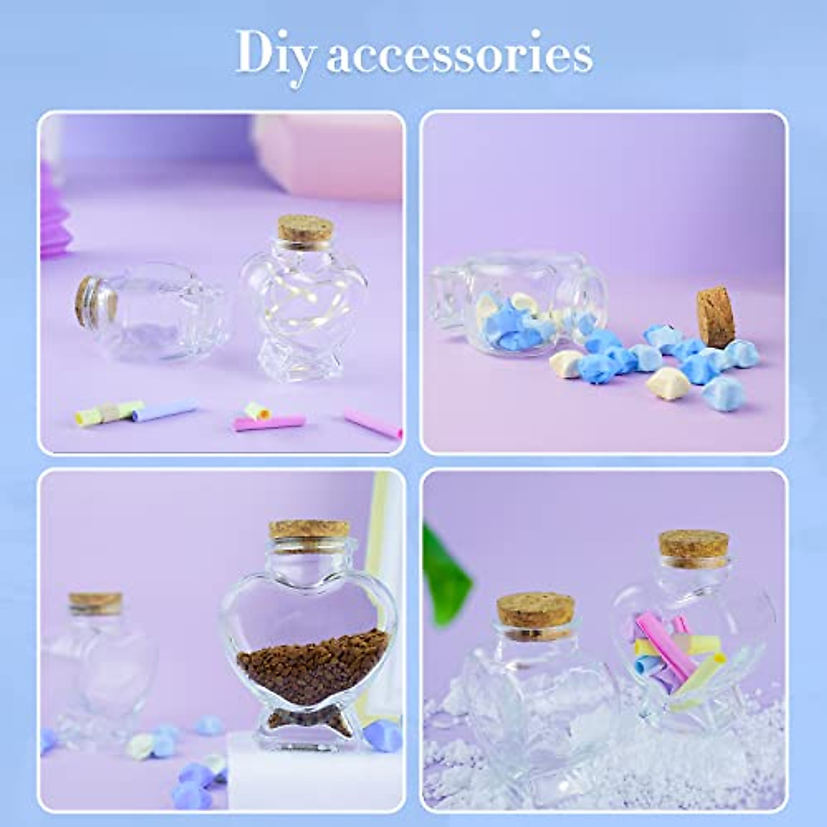 Clear Glass Bottle With Cork Stopper, 50ML Heart Shapes Bud Vases Jars, 3.15 X 2.5 X 1.6inch Mini Message Wish Bottle 1 Piece (Love Bottle)