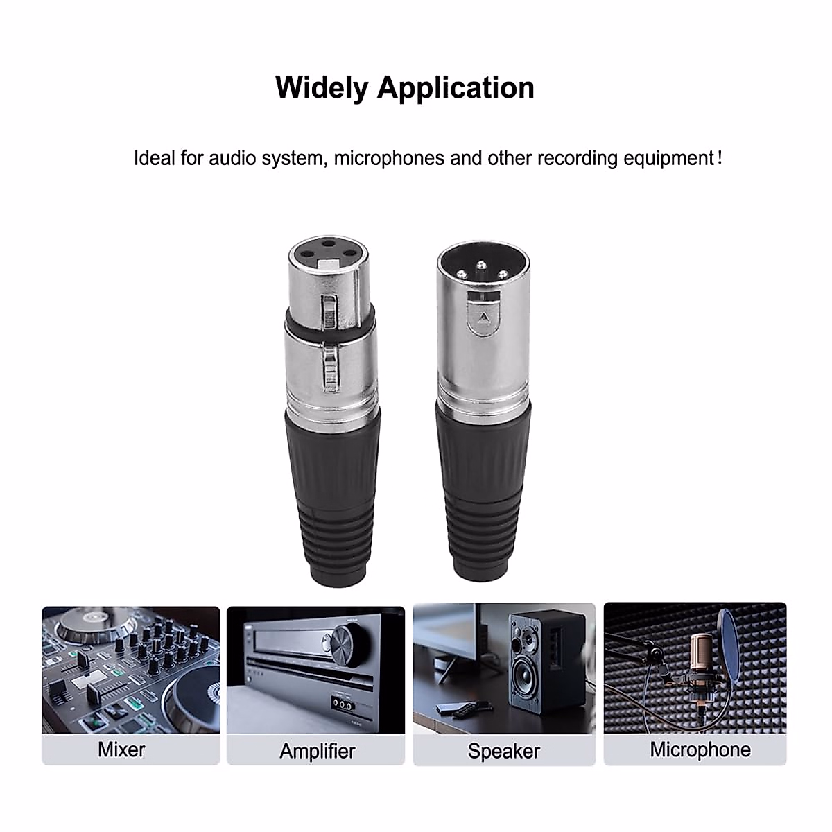 Eightnoo 2 Male + 2 Female 3 Pin XLR Solder Type Microphone Line Plug Connector Mic Audio Socket (Pack of 4)