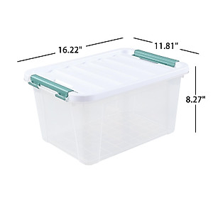 Rosebloom 20 Quart Plastic Storage Bin with Latching Lid, Clear Stacking Storage Tote, 6 Packs