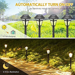 TWINSLUXES 12 Pack Solar Pathway Lights Outdoor Waterproof Garden Walkway Lights LED Landscape Lighting Auto On/Off Dusk to Dawn for Pathway,Sidewalk, Lawn, Patio, Yard - Warm White…