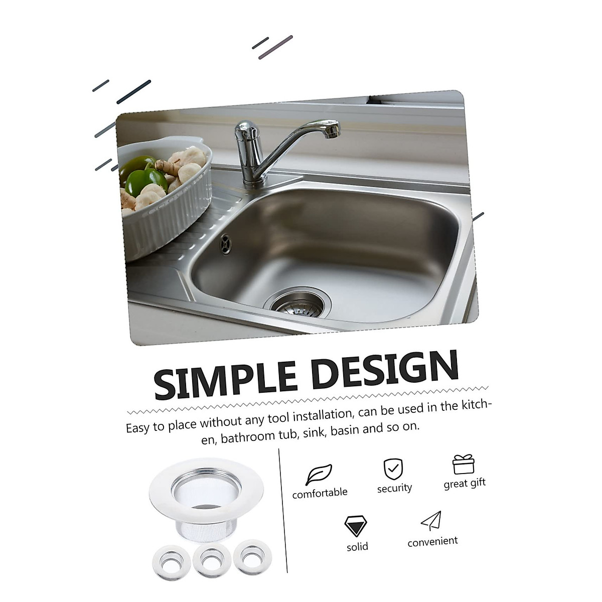 Veemoon 4pcs Sink Strainer Bathtub Drain Stainer Strainer Sink Filter Drain Kitchen Sink Drain Tub Strainer Mesh Filter Mesh Strainer Drain Catcher Kitchen Drain