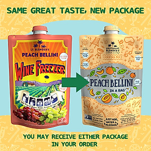 Lt. Blender's Peach Bellini in a Bag - Wine Slushie Mixes - Each Bag Makes 1/2 Gallon of Frozen Peach Bellini Mix – Non-GMO Wine Freezer mix - Make with Wine, Liquor or as a Mocktail - (Pack of 1)