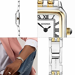 Sekonda Monica Ladies 20mm Quartz Watch in White with Analogue Display, and Two Tone Alloy Strap 40125