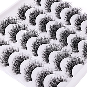 Cat Eye Lashes Natural Look Fluffy False Eyelashes Mink 6D Wispy Eye Lashes Pack Short Fake Lashes for Women by HeyAlice,14 Pairs