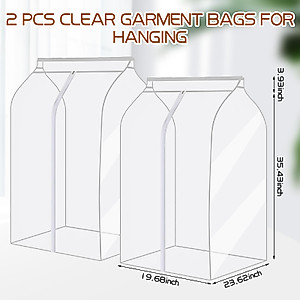 Youyole 2 Pcs Clear Garment Bags for Hanging Clothes 35'' Hanging Garment Bags Suit Cover Bags Well Sealed Garment Rack Cover for Suit Coat Dress Closet Rack (Rack Not Included)