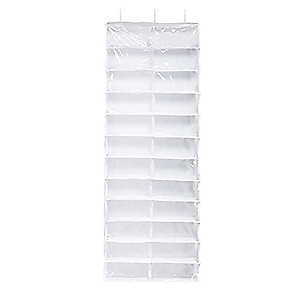 Urban Shop 24 Pocket Over The Door Shoe Organizer, White/Clear