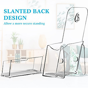 10 Pcs Clear Acrylic Brochure Holder Booklet Display Stand Holder 10 Pcs Plastic Business Card Holder Desktop Business Card Stand 12 Pcs Adhesive Hooks for Wall Office Tabletop Desk Magazine Document