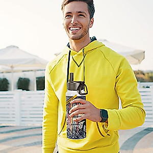 PYD Life Sublimation Water Bottle Blanks Sports Tumbler Cups White 25 OZ Wide Mouth Stainless Steel Vacuum Flask with Straw and Portable Handle for Cricut Mug Press and Tumbler Press Print 4 Pack