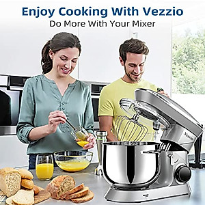 9.5 Qt Stand Mixer, 10-Speed Tilt-Head Food Mixer, Vezzio 660W Kitchen Electric Mixer with Stainless Steel Bowl, Dishwasher-Safe Attachments for Most Home Cooks (Silver)