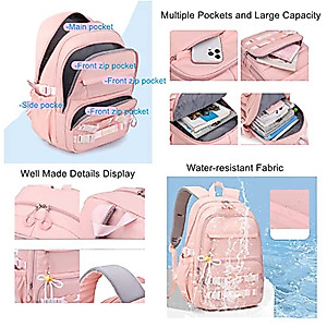 MITOWERMI Girls Rolling Backpack for School Boys Wheeled Backpacks for Women Kids Trolley Bags Pink Roller Bookbag for Elementary Middle Students