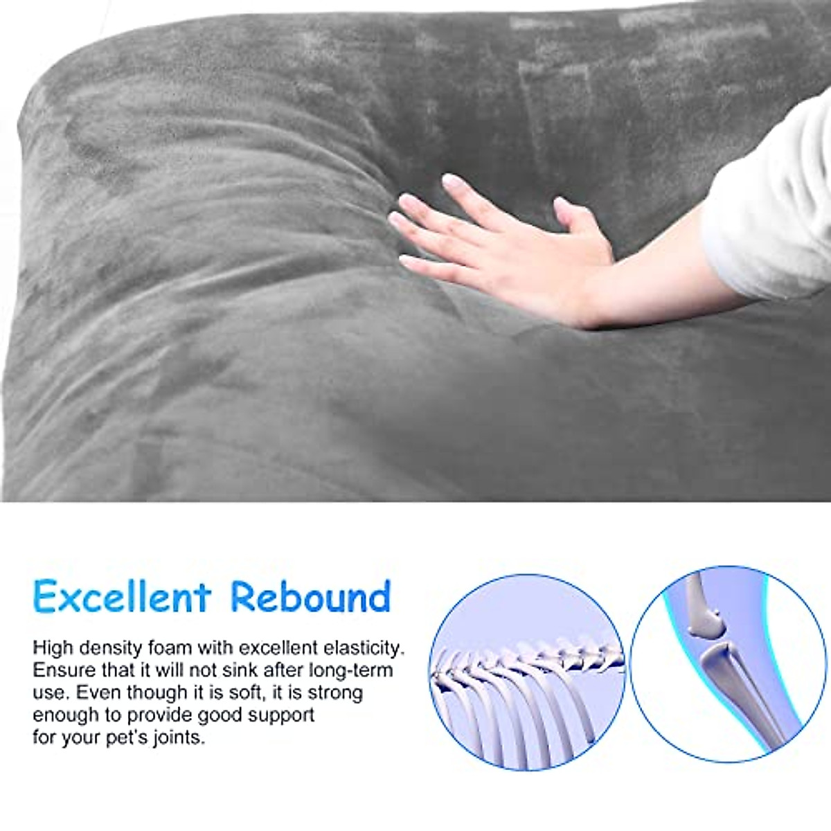 Magic Dog Super Soft Large Dog Bed, 39 Inches Big Dog Beds Orthopedic Foam Pet Beds with Anti Slip Bottom, Dog Sleeping Mattress with Removable and Washable Cover, Light Grey