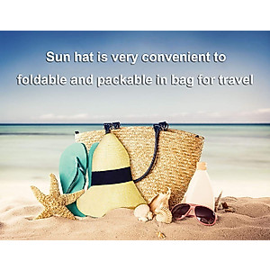 Womens Sun Straw Hat Wide Brim UV Protection Summer Hat Foldable Roll up Floppy Beach Hats with Bowknot Brown