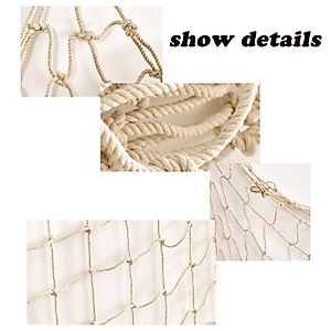 Rosoz Natural Fish Net Decorative for Party, Natural Cotton Netting 80x40 Inch, Nautical Themed Fishnet Party Accessory